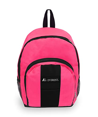 Everest Luggage Backpack with Front and Side Pockets, Hot Pink/Black, Large