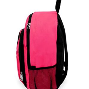 Everest Luggage Backpack with Front and Side Pockets, Hot Pink/Black, Large