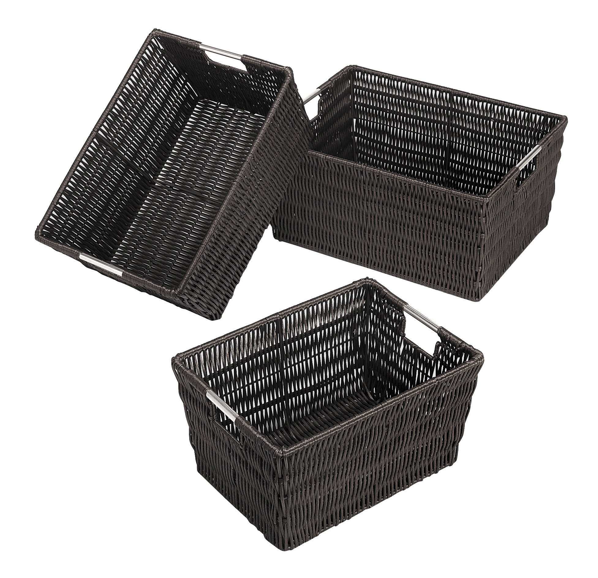 Whitmor Rattique Storage Baskets - Espresso (3 Piece Set)