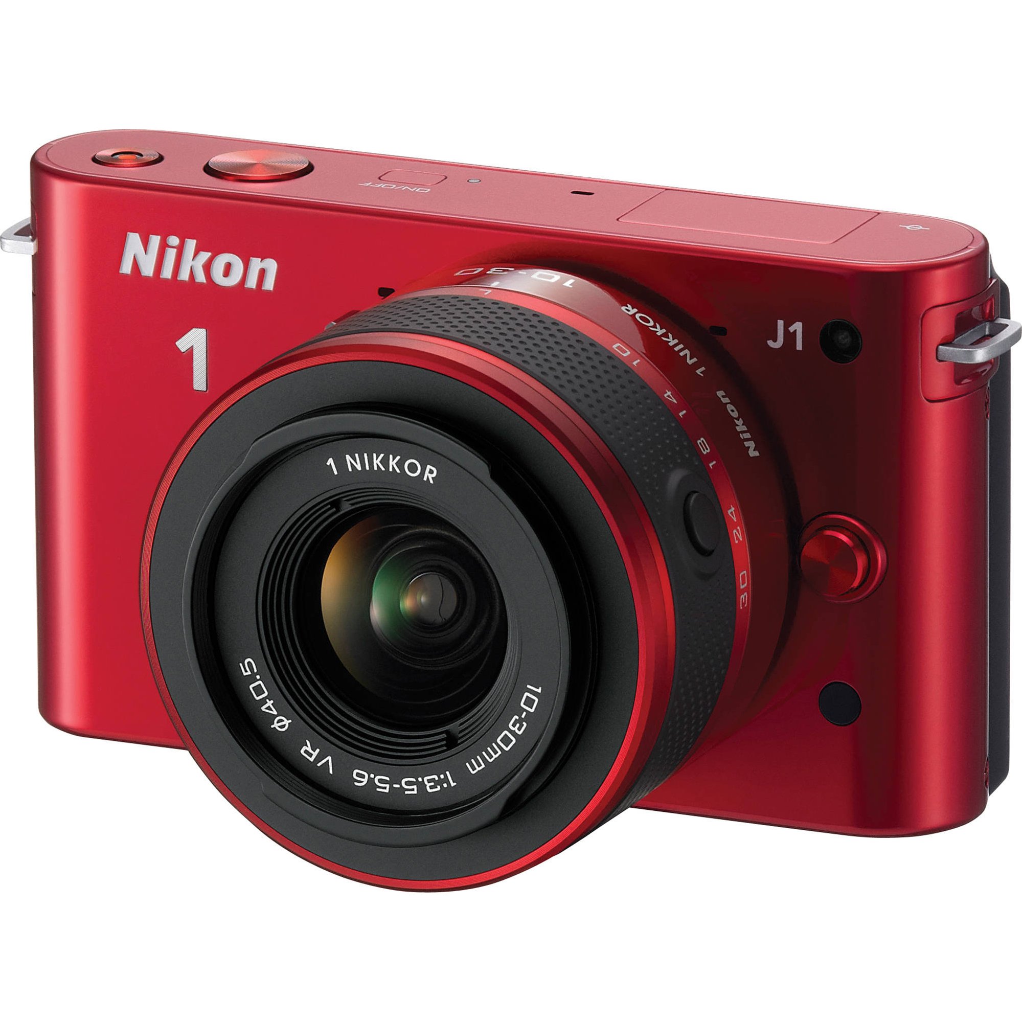 Nikon 1 J1 Digital Camera System with 10-30mm Lens (Red) (OLD MODEL)