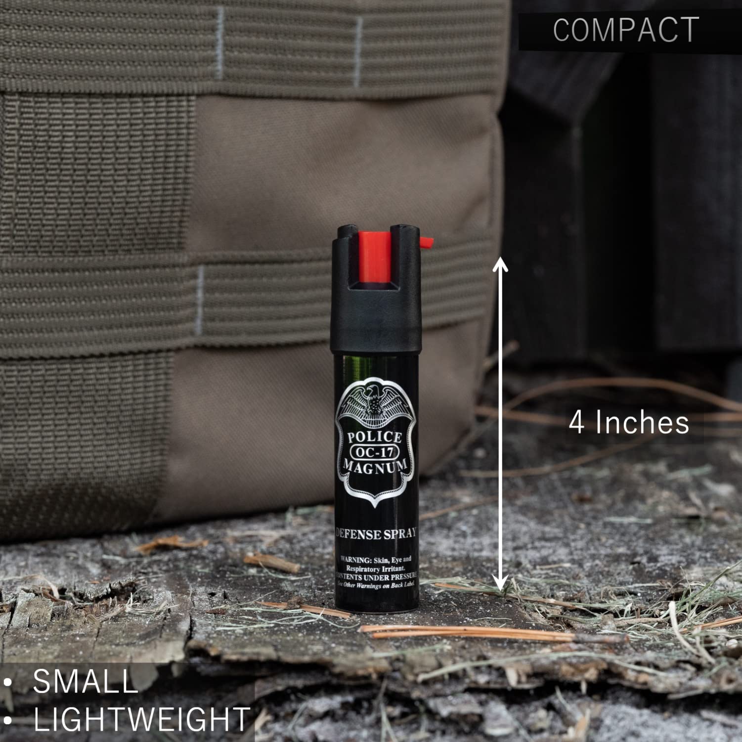 Police Magnum Compact Pepper Spray Self Defense- Tactical Maximum Heat Strength OC- Small Discreet Carry Canister- Made in The USA- 3 Pack 3/4oz TL