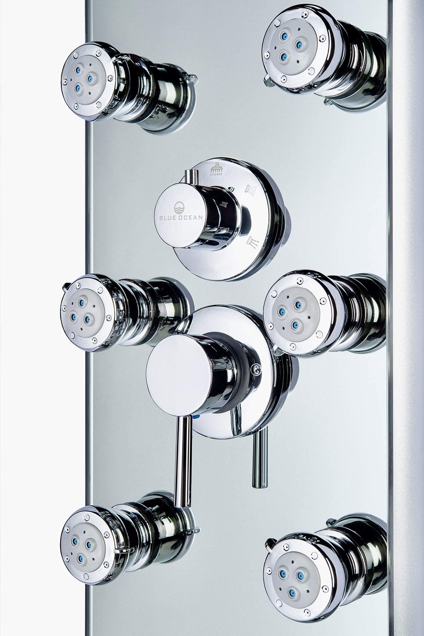 Blue Ocean 52" Aluminum SPA392M Shower Panel Column Tower with Rainfall Shower Head, 8 Multi-functional Nozzles