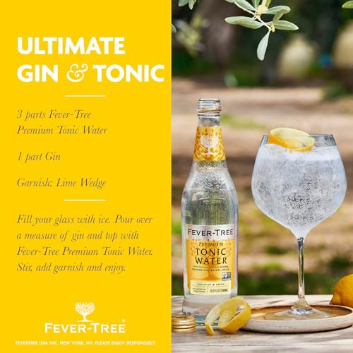 Fever Tree Indian Tonic Water - Premium Quality Mixer - Refreshing Beverage for Cocktails & Mocktails. Naturally Sourced Ingredients, No Artificial Sweeteners or Colors - 500 ML Bottles - Pack of 8