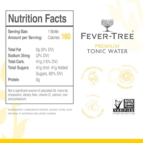 Fever Tree Indian Tonic Water - Premium Quality Mixer - Refreshing Beverage for Cocktails & Mocktails. Naturally Sourced Ingredients, No Artificial Sweeteners or Colors - 500 ML Bottles - Pack of 8