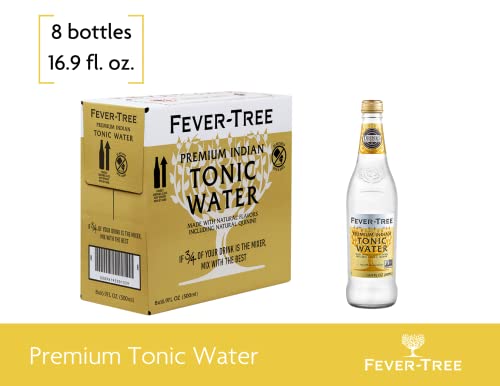 Fever Tree Indian Tonic Water - Premium Quality Mixer - Refreshing Beverage for Cocktails & Mocktails. Naturally Sourced Ingredients, No Artificial Sweeteners or Colors - 500 ML Bottles - Pack of 8