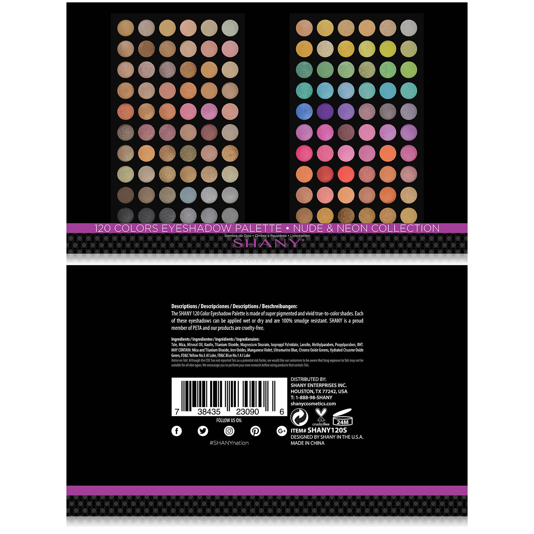 SHANY Ultimate Fusion - 120 Color Highly Pigmented Makeup Palette Long Lasting Blendable Natural Colors Eye shadow Palette Natural Nude and Neon Combination