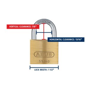 ABUS 55/40 Solid Brass Padlock with Hardened Steel Shackle, Keyed Different