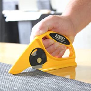 OLFA 45mm Rolled Material Cutter (45-C) - Rotary Blade Utility Knife w/ Solid Base & Large Handle for Cutting Carpet, Linoleum, Fabric, Paper, Replacement Blades: OLFA RB45-1 Rotary Blades