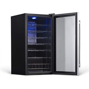 NewAir Compressor Wine Cooler Refrigerator in Stainless Steel | 27 Bottle Capacity | Freestanding or Built-In | UV Protected Glass Door with Lock and Handle AWC-270E