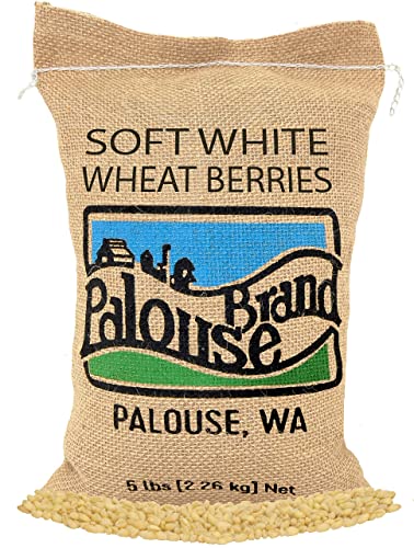 Soft White Wheat Berries | 5 LBS | Family Farmed in Washington State | 100% Desiccant Free | Non-GMO Project Verified | 100% Non-Irradiated | Kosher | Field Traced | Burlap Bag