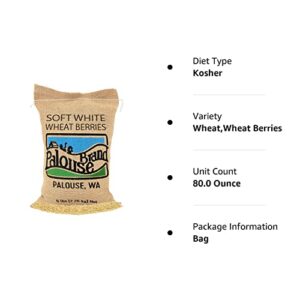 Soft White Wheat Berries | 5 LBS | Family Farmed in Washington State | 100% Desiccant Free | Non-GMO Project Verified | 100% Non-Irradiated | Kosher | Field Traced | Burlap Bag