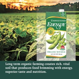 Edensoy Unsweetened Eden Organic Soymilk, Non-GMO, USA Whole Soy (Soya) Milk, Non-Dairy, Vegan, Plain, Shelf Stable, 32 oz (6-Pack)