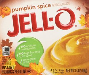 kraft jell-o limited edition pumpkin spice flavor instant pudding and pie filling 3.4-ounce boxes (pack of 4)