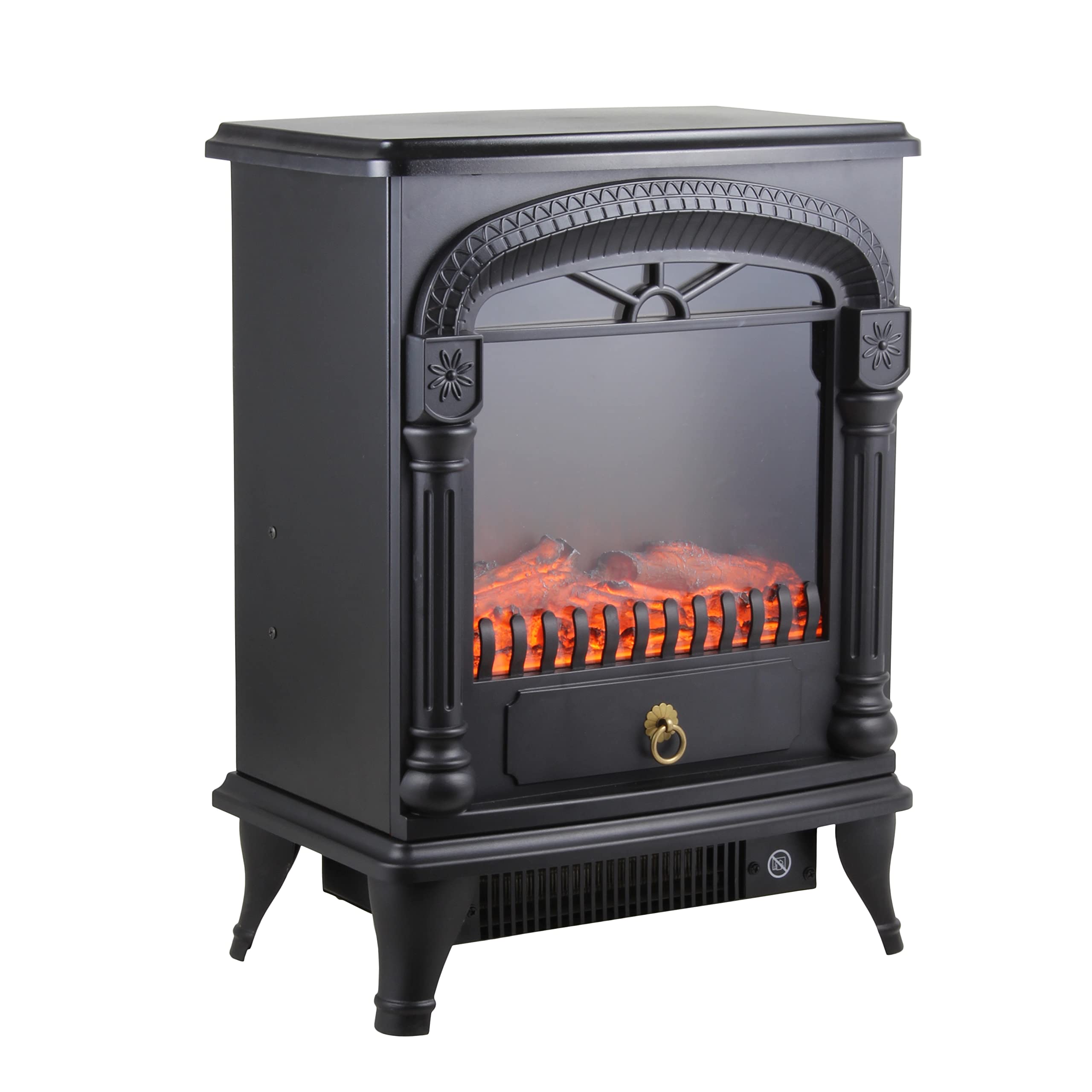 Comfort Zone Electric Fireplace Space Heater, Traditional Warm Stove Style, Realistic 3D Flame Effect, Adjustable Thermostat, & Overheat Protection, Ideal for Home, Bedroom, & Office, 1,500W, CZFP4