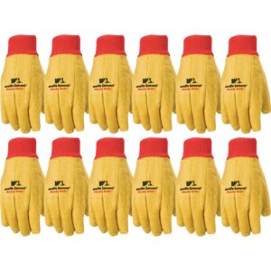 wells lamont polyester and cotton handy andy gloves, standard weight | perfect for farming, gardening, yard work, machine work & more | extra large, bulk 12-pack (412xl), gold