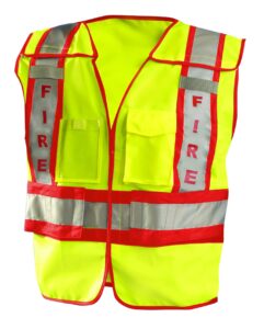 occunomix mens fire safety vests, yellow/red, medium-large us