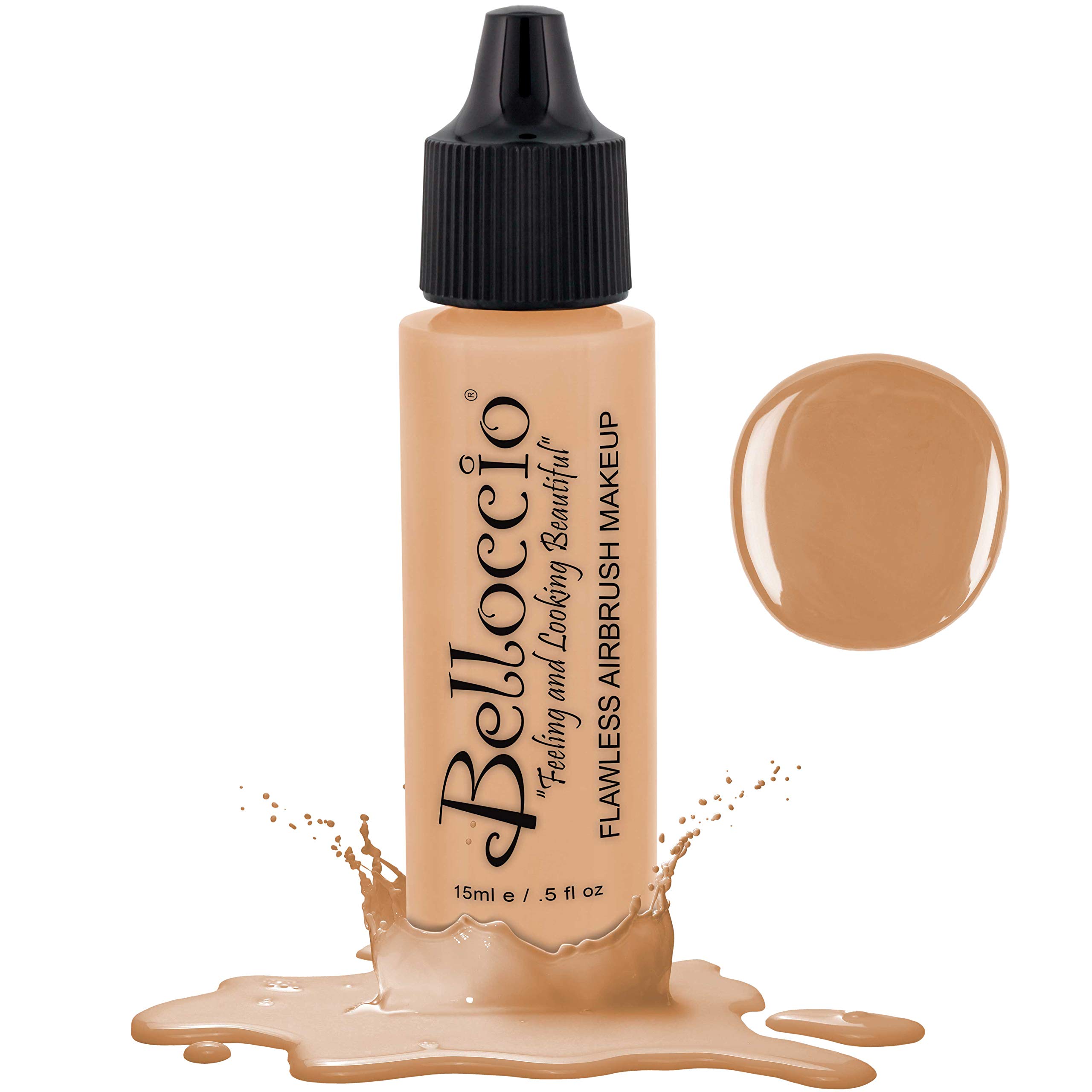 Belloccio's Professional Cosmetic Airbrush Makeup Foundation 1/2oz Bottle: Buff- Light with Golden Undertones