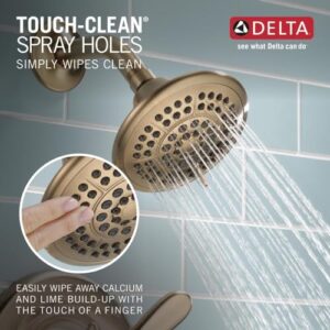 Delta Faucet Lahara 14 Series Single-Function Shower Faucet Set, 5-Spray Shower Head, Shower Handle, Gold Shower Faucet, Delta Shower Trim Kit, Champagne Bronze T14238-CZ (Valve Not Included)