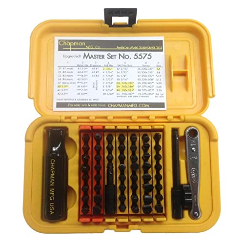 Chapman MFG 5575 Master Screwdriver Set - Includes Phillips, Metric, Slotted, SAE & Metric Hex Bits, Star Bits (for Torx Screws) - Complete Set Offers 51 USA Made Insert Bits & 300+ Combinations