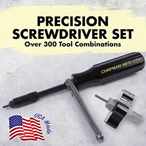 Chapman MFG 5575 Master Screwdriver Set - Includes Phillips, Metric, Slotted, SAE & Metric Hex Bits, Star Bits (for Torx Screws) - Complete Set Offers 51 USA Made Insert Bits & 300+ Combinations