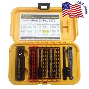 Chapman MFG 5575 Master Screwdriver Set - Includes Phillips, Metric, Slotted, SAE & Metric Hex Bits, Star Bits (for Torx Screws) - Complete Set Offers 51 USA Made Insert Bits & 300+ Combinations