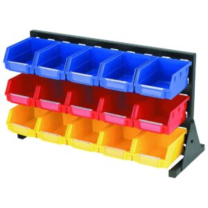 15 bin tabletop parts rack