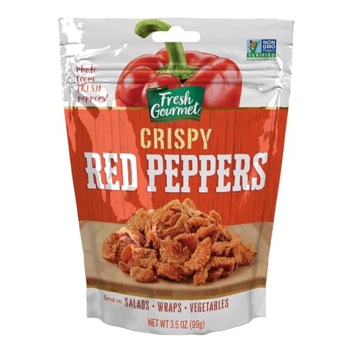 Fresh Gourmet Crispy Red Peppers | Low Carb | Crunchy Snack and Salad Topper, 3.5 Ounce (Pack of 6)