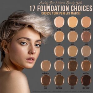 Belloccio Medium Color Shade Foundation Set - Professional Cosmetic Airbrush Makeup in 1/2 oz Bottles