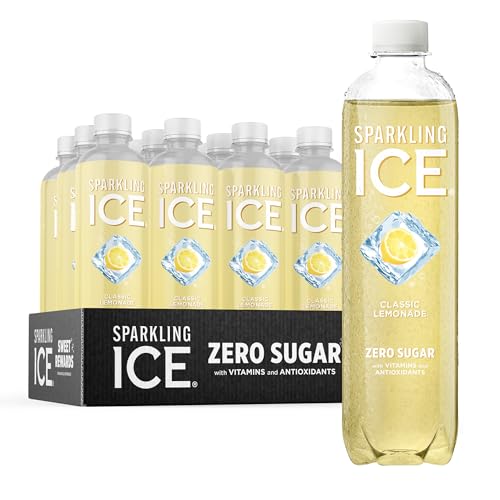 Sparkling Ice, Classic Lemonade Sparkling Water, Zero Sugar Flavored Water, with Vitamins and Antioxidants, Low Calorie Beverage, 17 oz Bottles (Pack of 12)