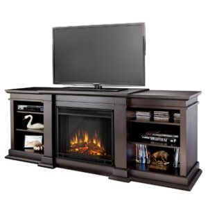 real flame fresno electric fireplae media fireplace, large, dark walnut