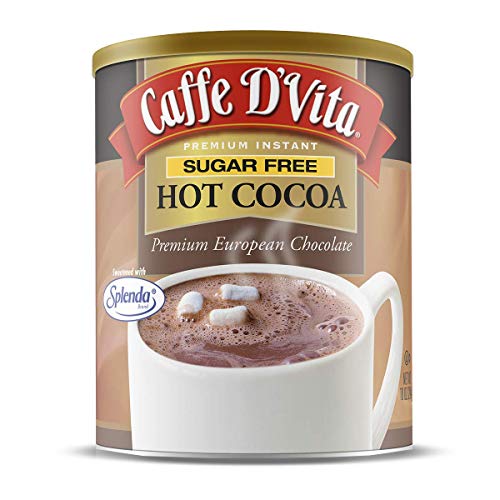 Caffe D'Vita Sugar Free Hot Cocoa Mix - Sugar Free Hot Chocolate Mix, Gluten Free, Low Fat, No Cholesterol, No Hydrogenated Oils, No Trans Fat, Kosher, Hot Cocoa Mix Bulk - 10 Oz Can