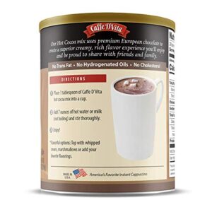 Caffe D'Vita Sugar Free Hot Cocoa Mix - Sugar Free Hot Chocolate Mix, Gluten Free, Low Fat, No Cholesterol, No Hydrogenated Oils, No Trans Fat, Kosher, Hot Cocoa Mix Bulk - 10 Oz Can