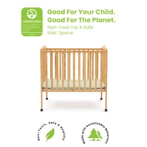 Delta Children Folding Portable Mini Baby Crib with 1.5-inch Mattress - Greenguard Gold Certified, Natural