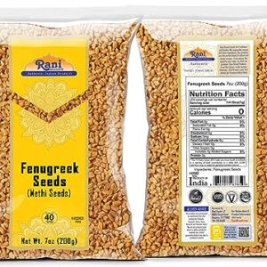 Rani Fenugreek (Methi) Seeds Whole 7oz (200g) Trigonella foenum graecum ~ All Natural | Vegan | Gluten Friendly | Non-GMO| Kosher | Indian Origin, used in cooking & Ayurvedic spice