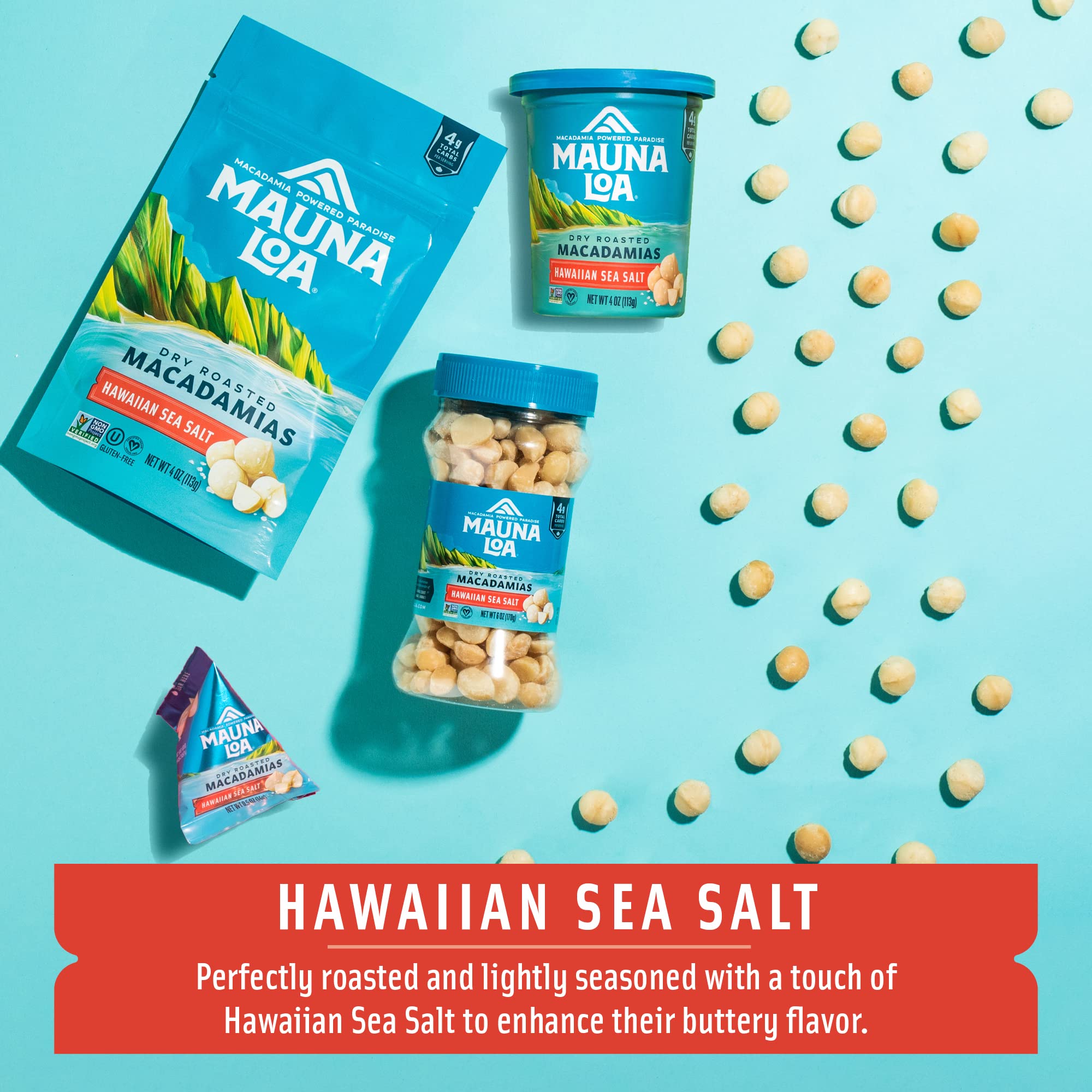 Mauna Loa Premium Hawaiian Roasted Macadamia Nuts, Hawaiian Sea Salt Flavor, 6 Oz Jar (Pack of 1)