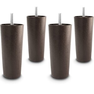 choice parts - 5 inch dark walnut plastic tapered sofa legs, set of 4