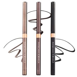 physicians formula shimmer eyeliner pencil set of 3, black, dark brown, brown, custom eye enhancing eyeliner trio, dermatologist approved