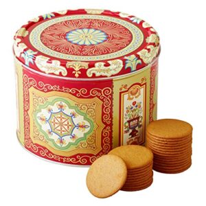 nyakers gingerbread snaps cookie tin, finest ginger snaps original flavor swedish cookie, 750 g - 26.45 oz - 1.65 lbs, with protective insert