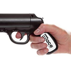 Mace Brand Pepper Spray Gun with Strobe LED (Matte Black) — 20’ Powerful Pepper Spray, Leaves UV Dye on Skin, Integrated LED Light Enhances Aim — Mace Self Defense Spray for Women/Men, Made in the USA