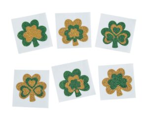 glitter shamrock tattoo stickers pack of 12