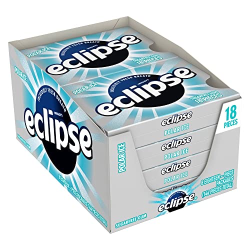 Eclipse Gum (8 Pack) Polar Ice Sugar Free Chewing Gum Bulk Pack, 18 Piece