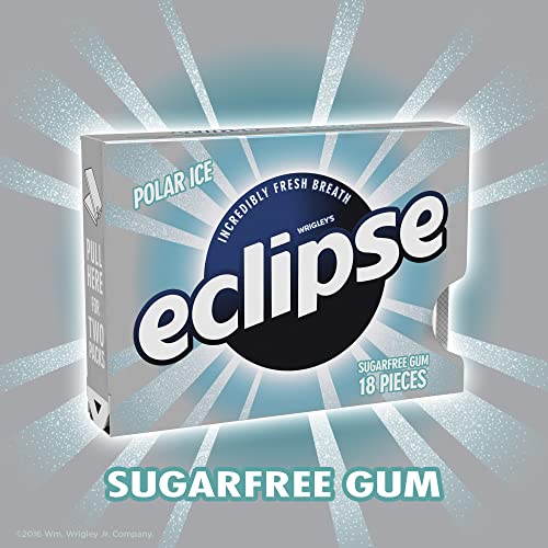 Eclipse Gum (8 Pack) Polar Ice Sugar Free Chewing Gum Bulk Pack, 18 Piece