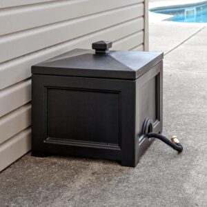 Mayne Fairfield Garden Hose Bin - Black - 17in L x 17in W x 18in H - Holds up to 100 ft. of standard garden hose (5858-B)