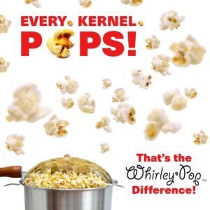 Original Whirley Pop Popcorn Maker - 6 Quart Stovetop Popcorn Popper With Five Popping Kits, Aluminum Popcorn Pot With Metal Gears, Wabash Valley Farms Stove Top Popcorn Maker, Popcorn Pan (Silver)