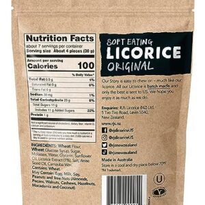 RJ's Soft Eating Australian Licorice, Original Black Flavor, 7.05oz (Pack of 1) - NON-GMO, NO HFCS, Vegan Friendly & Kosher - Batch Made in Australia