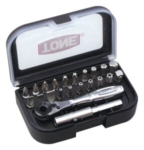 tone brs20 bit ratchet set, bit insert, 0.25 inches (6.35 mm) (1/4 inch), black, 22 pieces