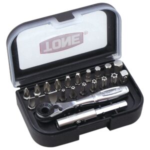 Tone BRS20 Bit Ratchet Set, Bit Insert, 0.25 inches (6.35 mm) (1/4 inch), Black, 22 Pieces