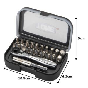 Tone BRS20 Bit Ratchet Set, Bit Insert, 0.25 inches (6.35 mm) (1/4 inch), Black, 22 Pieces