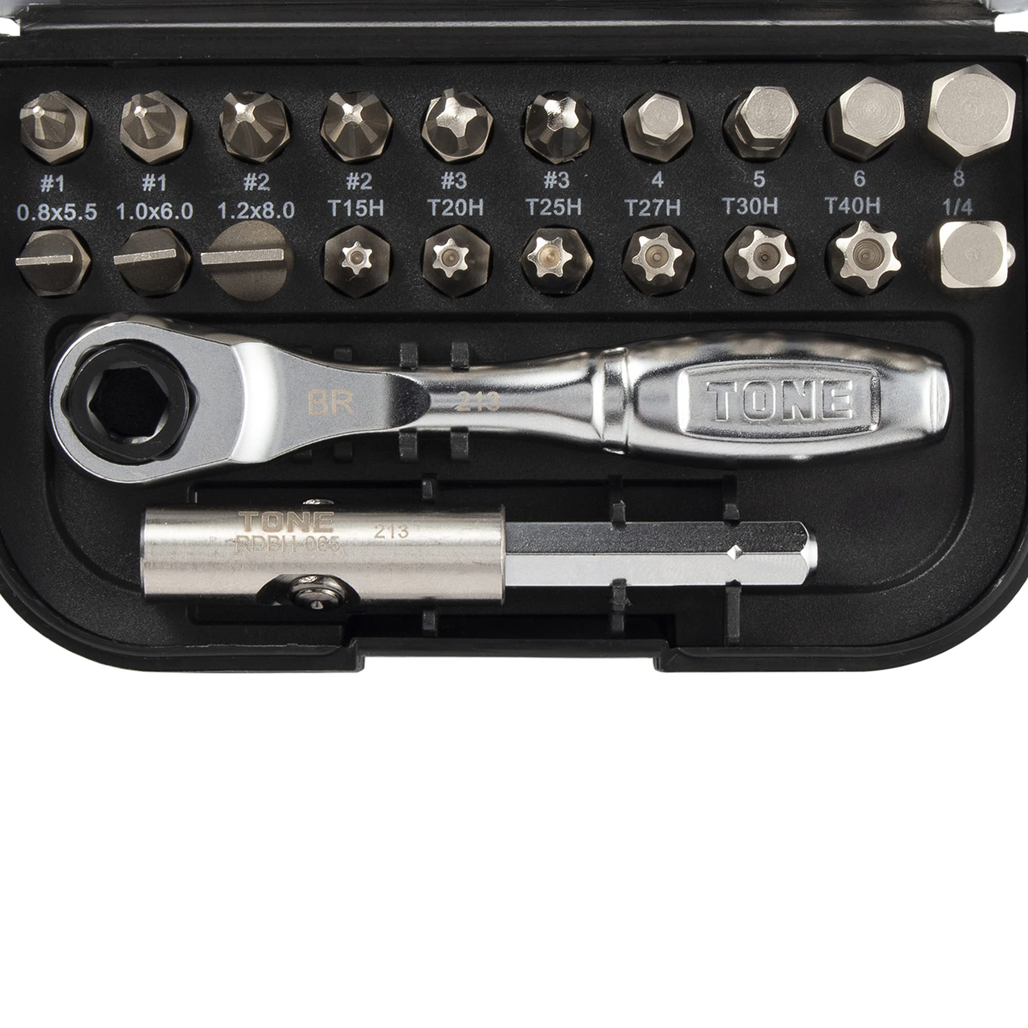 Tone BRS20 Bit Ratchet Set, Bit Insert, 0.25 inches (6.35 mm) (1/4 inch), Black, 22 Pieces