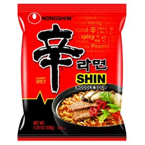 nongshim gourmet spicy shin instant ramen noodle, 20 pack, chunky vegetables, premium microwaveable ramen soup mix, savory & rich